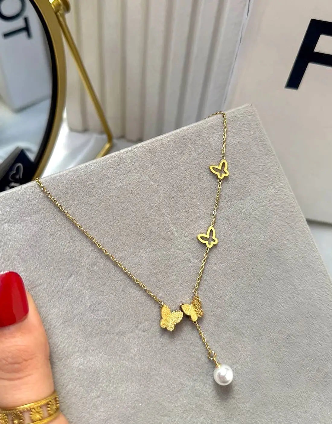 Delicate Gold Plated Stainless Steel Butterfly Shaped Necklace for Gir ...