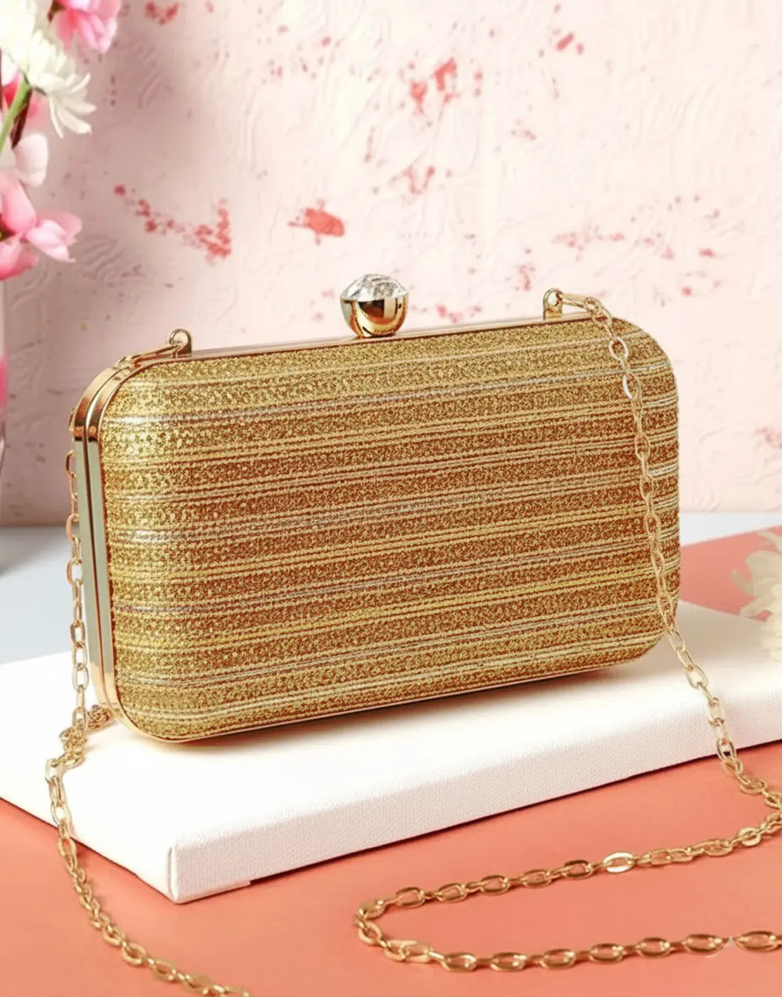 Sparkling Fancy Golden Clutch Purse for Formal & Party Wear – Best ...