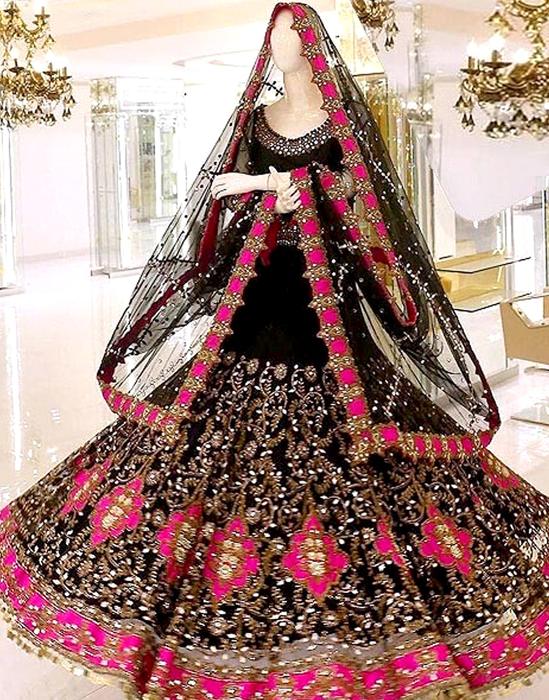 Luxury Mirror & Handwork Embroidered Net Bridal Maxi Dress – Best Price ...
