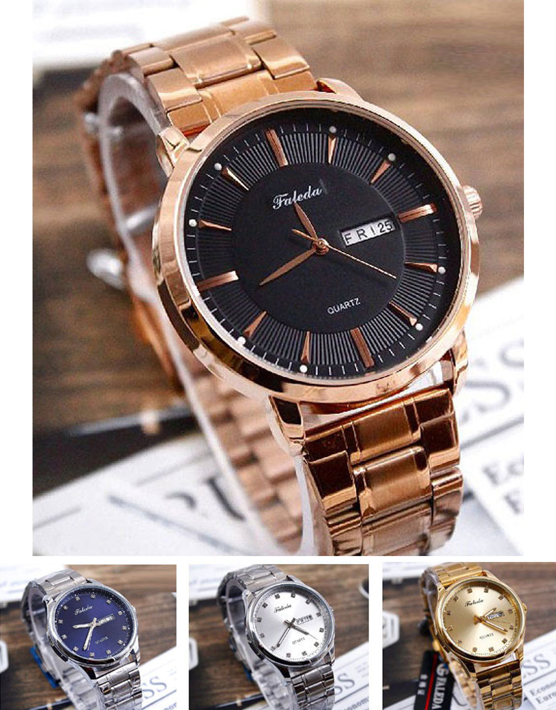 Original Faleda Men's Stainless Steel Chain Watch – Best Price Online ...