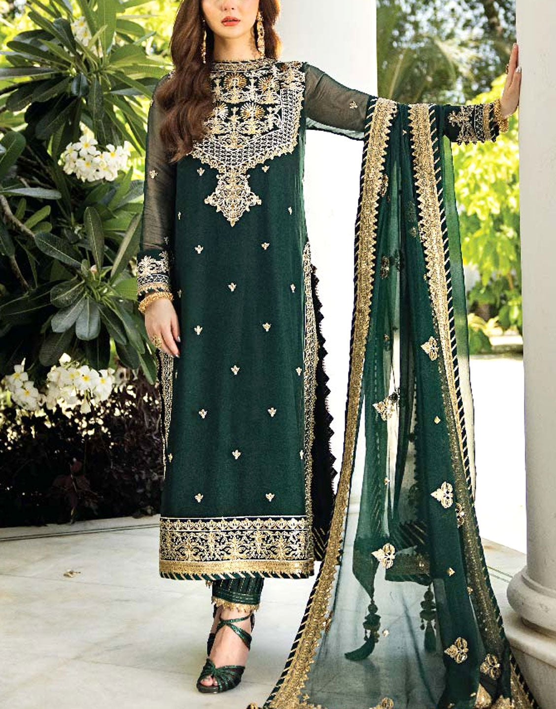 Elegant Embroidered Fancy Chiffon Wedding Dress – Best Price Online in ...