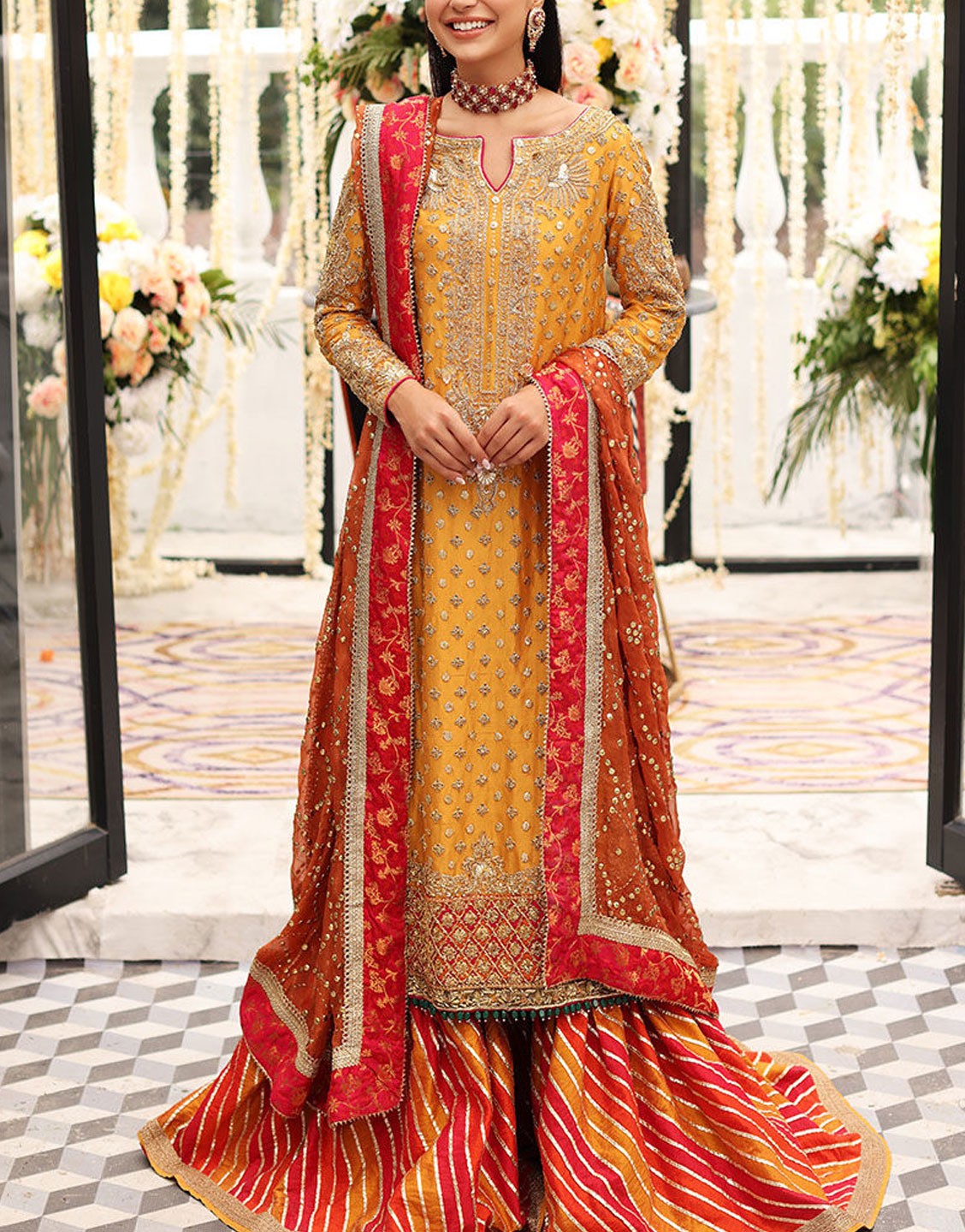 Aisha Imran Formal Raw Silk Mehndi Dress | BANO AIBFW22-1 – Best Price ...