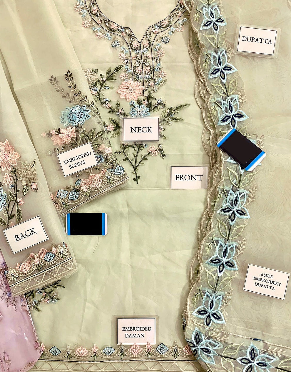 Graceful Embroidered Organza Party Dress with Rich Adda Work Detailing ...