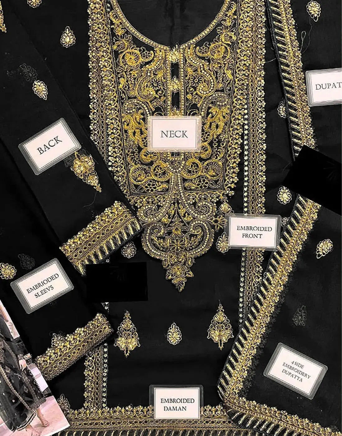 Premium Heavy Embroidered Black Chiffon Party Wear Dress – Best Price ...