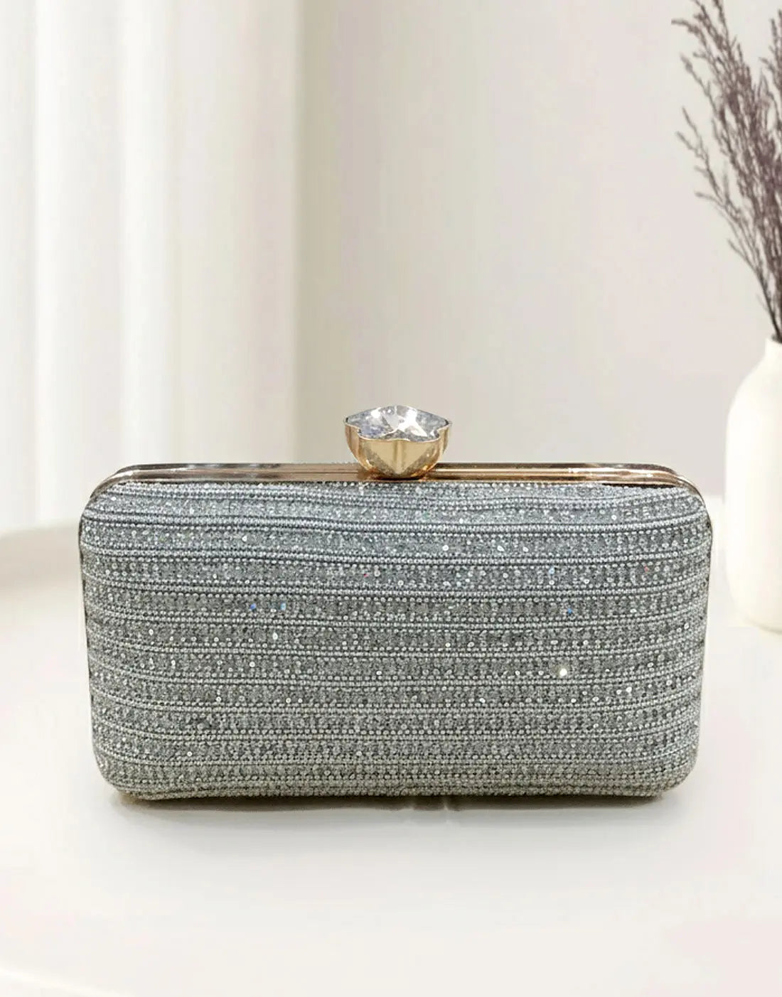 Glitter Silver Diamante Clutch Purse for Formal & Party Wear – Best ...